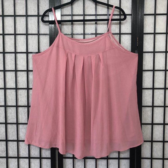 Tops | Dusty Pink Sheer Lined Flowy Tank Top Sexy Feminine Fun 2x Plus ...